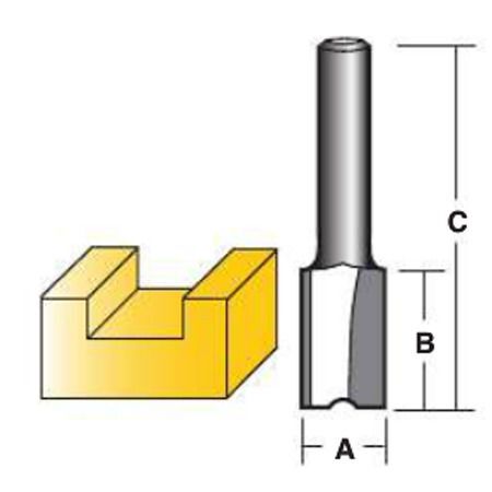 Carbitool Straight Router Bits - Solid Carbide Two Flute 1/4" Shank ...